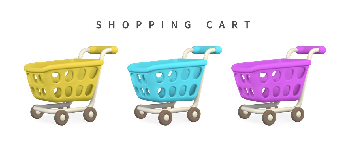 Collection of shopping carts on white background Vector Image