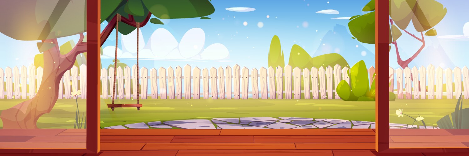 Outdoor backyard background cartoon Royalty Free Vector