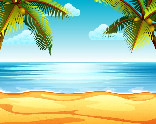Beautiful sunset view background in the beach Vector Image