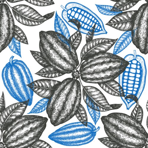 Cocoa seamless pattern chocolate beans Royalty Free Vector