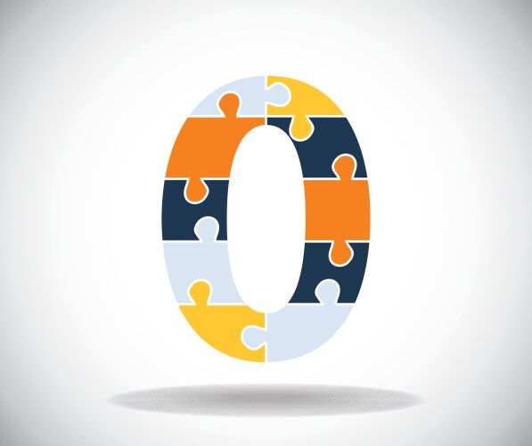 Zero number with road and cars for children Vector Image