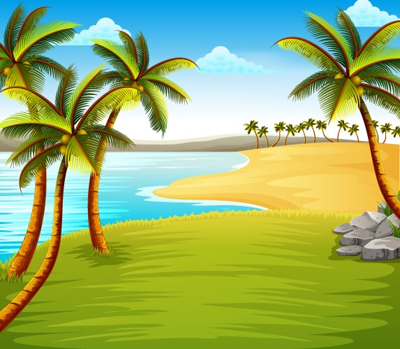 Beautiful sunset view background in the beach Vector Image