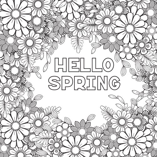 Hello spring coloring page Royalty Free Vector Image