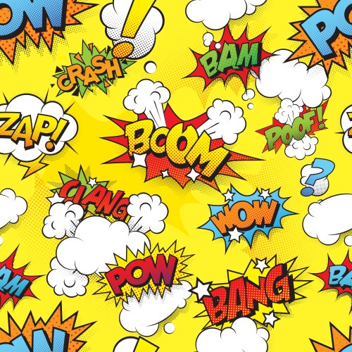 Comic book words pop art background seamless Vector Image