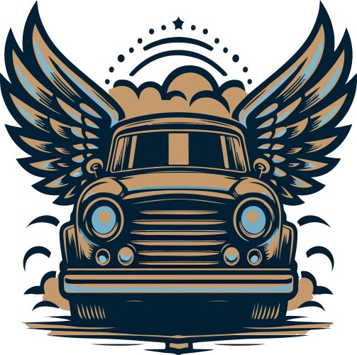 Classic car with wings Royalty Free Vector Image