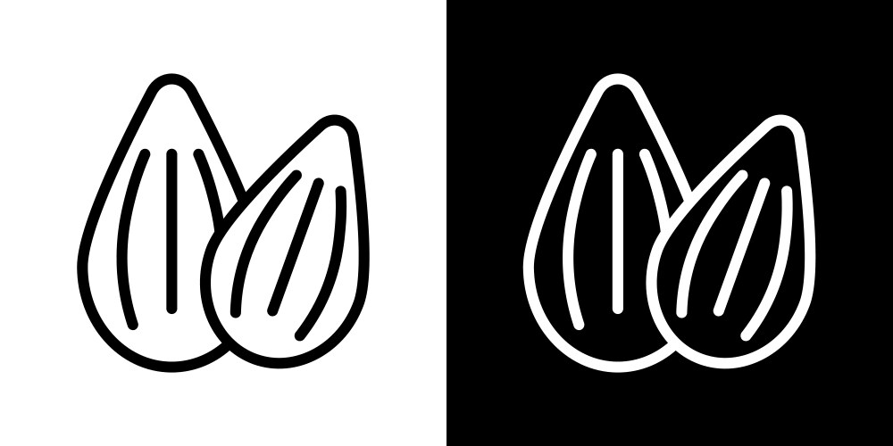 Almond icon set kernel nut milk symbol Royalty Free Vector