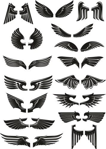 Heraldic wings set Royalty Free Vector Image - VectorStock