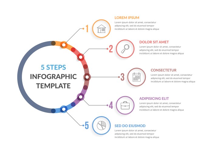 Circle infographic with 5 options Royalty Free Vector Image