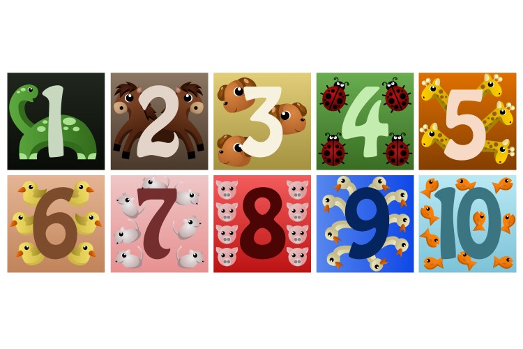 Children and numbers one to ten Royalty Free Vector Image