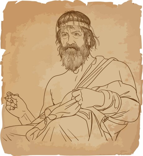 Plato greek philosopher head mono line Royalty Free Vector