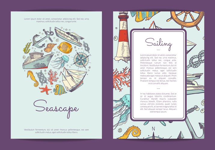 Nautical sea card set Royalty Free Vector Image