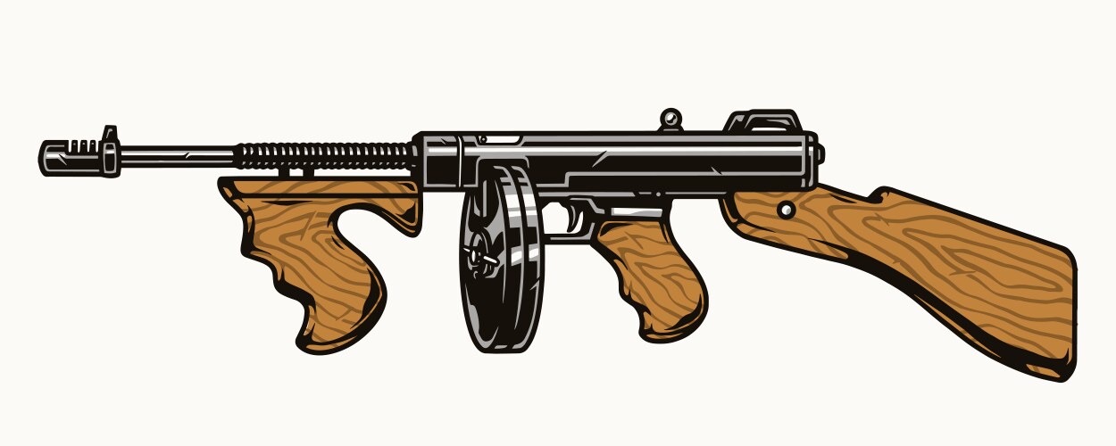 Mafia weapons cartoon image tommy gun Royalty Free Vector