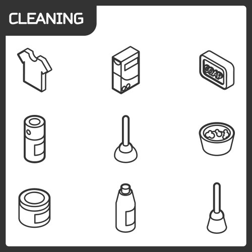 Cleaning and housework icons with editable stroke Vector Image