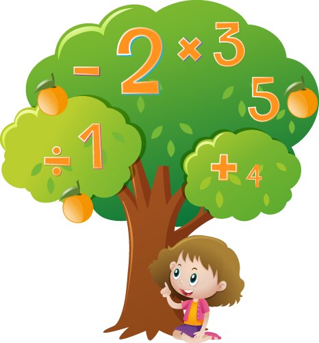 Kids catching numbers on the tree Royalty Free Vector Image