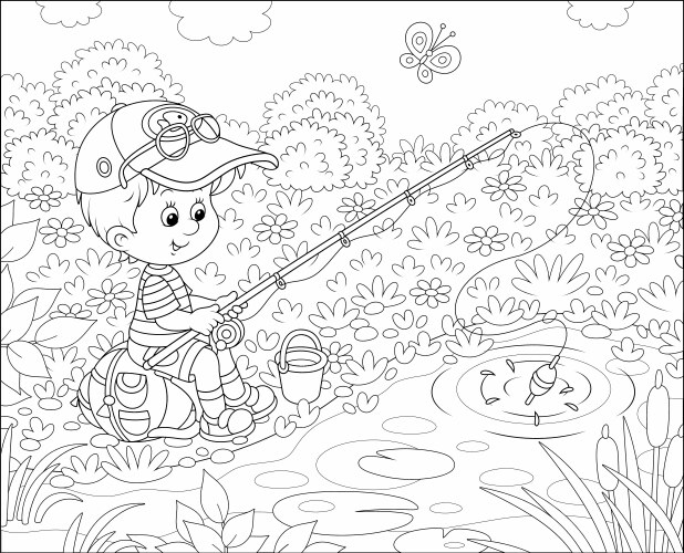 Little fisher Royalty Free Vector Image - VectorStock