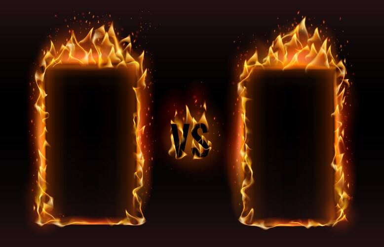 Versus screen with fire Royalty Free Vector Image