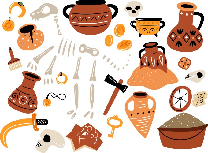 Ancient rome objects and warriors cartoon Vector Image