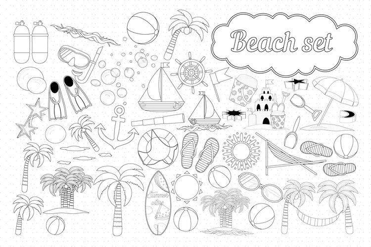 Beach Coloring Page Vector Images (over 2,900)