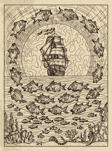 Stork mystic concept for lenormand oracle tarot Vector Image