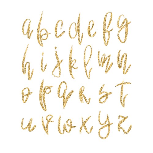 Pen line alphabet gold Royalty Free Vector Image