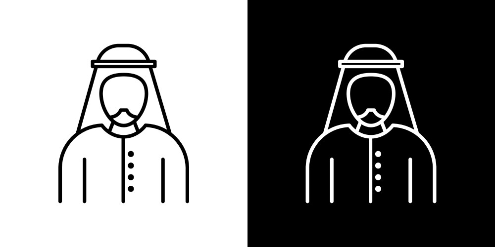 Arabic man icon set kuwait muslim sheikh Vector Image