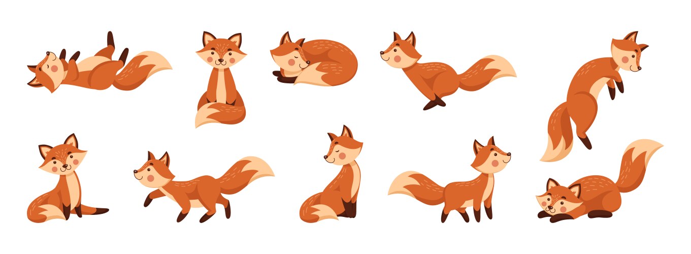 Cartoon fox in yoga poses healthy gymnastics Vector Image