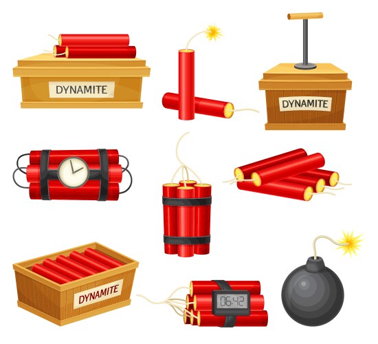 Dynamite set on white Royalty Free Vector Image