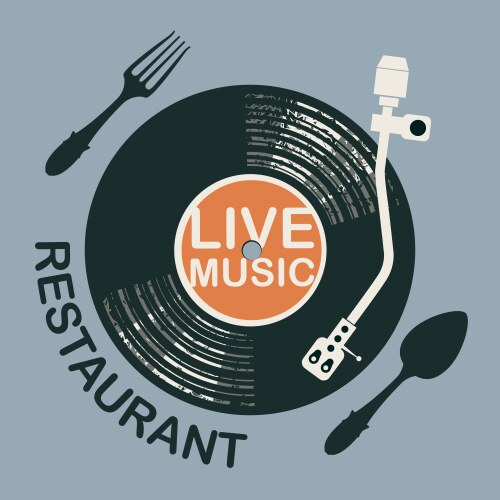 Restaurant menu with vinyl record and cutlery Vector Image