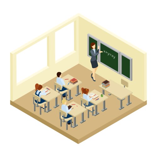 Isometric school classroom Royalty Free Vector Image