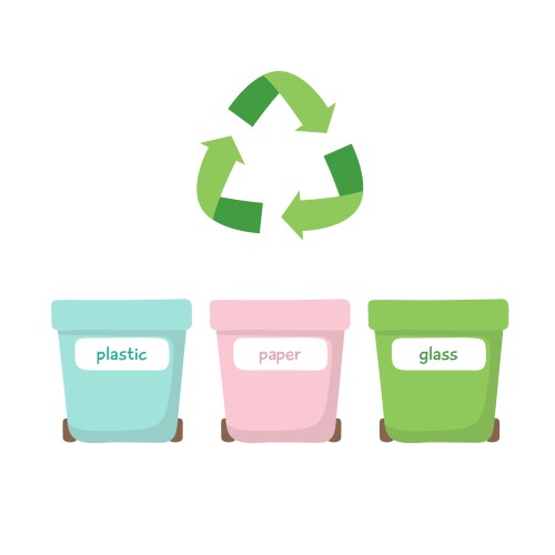 Multicolored recycle waste bins on wheels Vector Image Multicolored recycle waste bins on wheels Vector Image