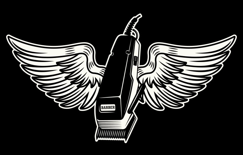 Hair clipper and wings Royalty Free Vector Image