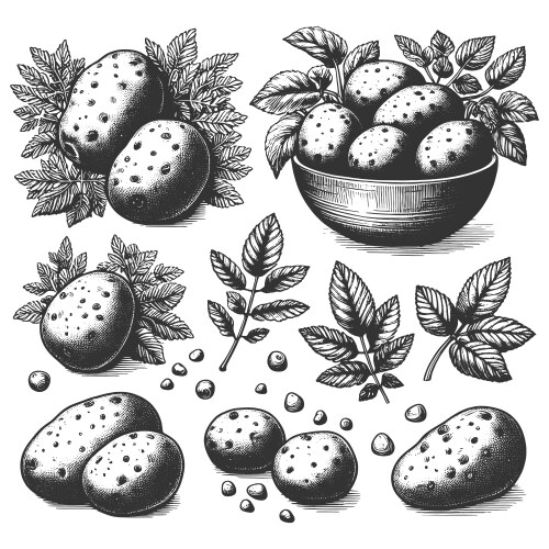 Potatoes with leaves Royalty Free Vector Image