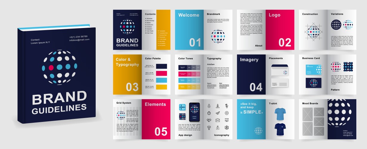 Brand guidelines template manual Royalty Free Vector Image