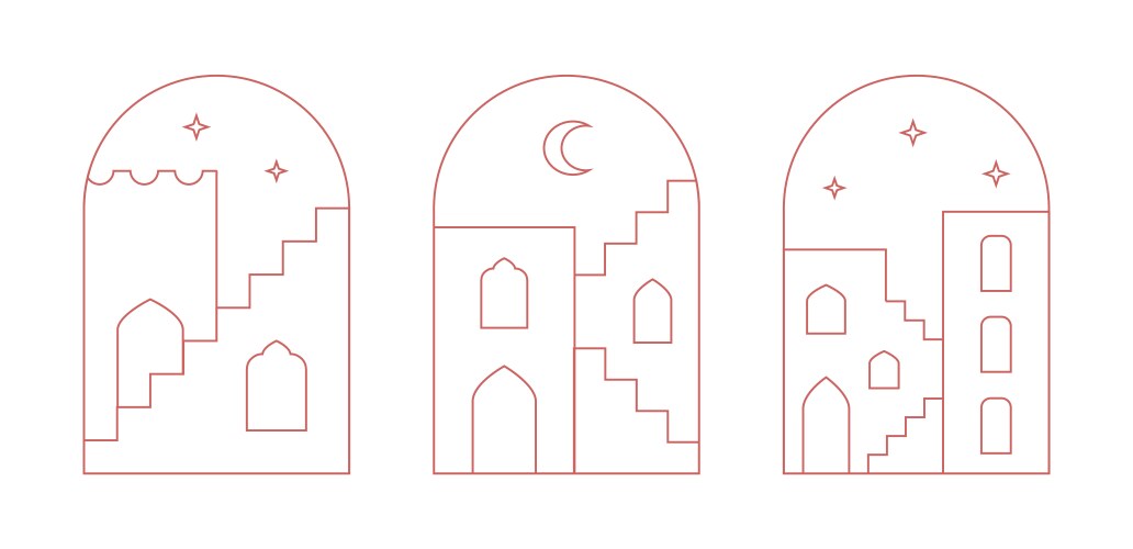 Abstract geometric pattern on windows arch arc Vector Image