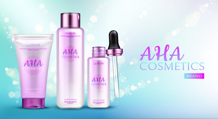 Cosmetics purple podium skin cream ad display Vector Image