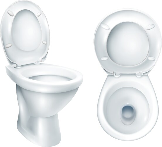 White toilet icon set realistic Royalty Free Vector Image