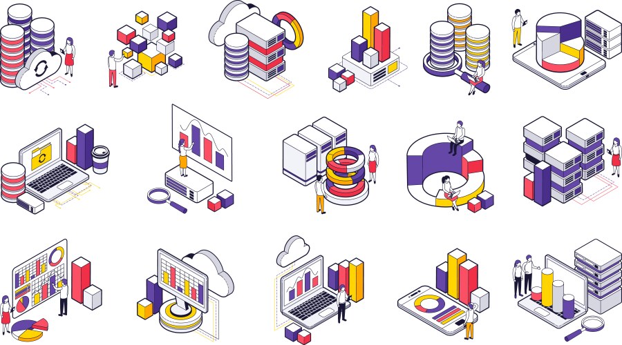 Data Science Isometric Vector Images (over 5,800)