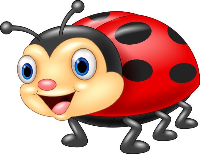 Cartoon ladybug flying isolated on white Vector Image