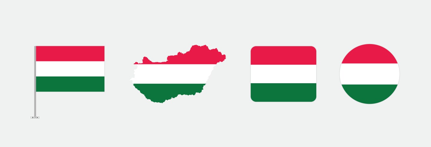 Hungary flag set of flags Royalty Free Vector Image