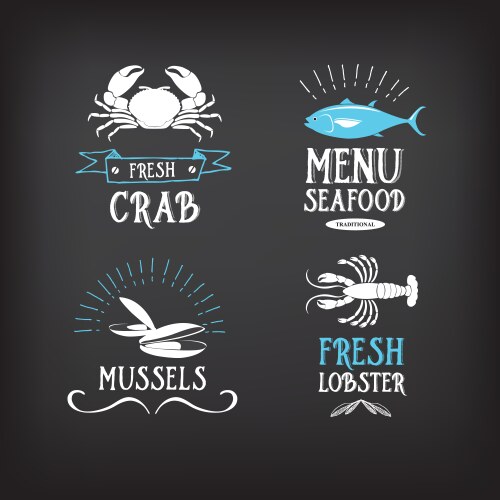 Restaurant menu set of seafood template design Vector Image
