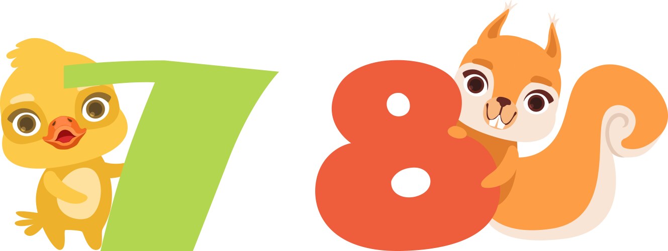 Funny cute squirrel animal and number eight Vector Image