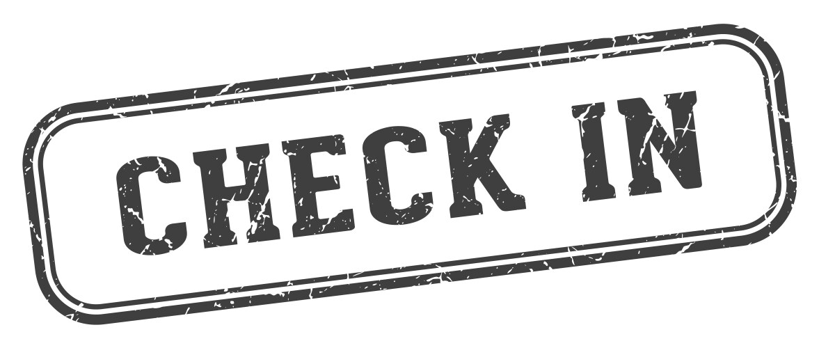 Check in rectangular sign stamp Royalty Free Vector Image