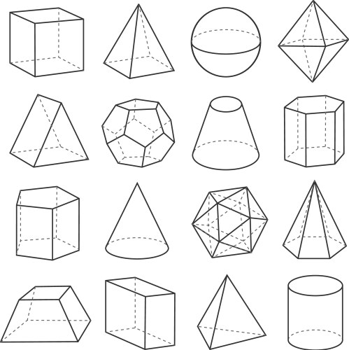 Basic geometric outline flat shapes educational Vector Image Basic geometric outline flat shapes educational Vector Image