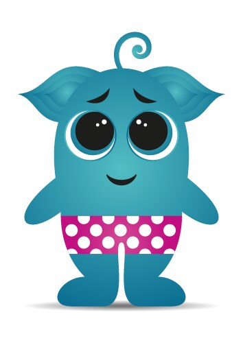 Cute Turquoise Monster Face Royalty Free Vector Image