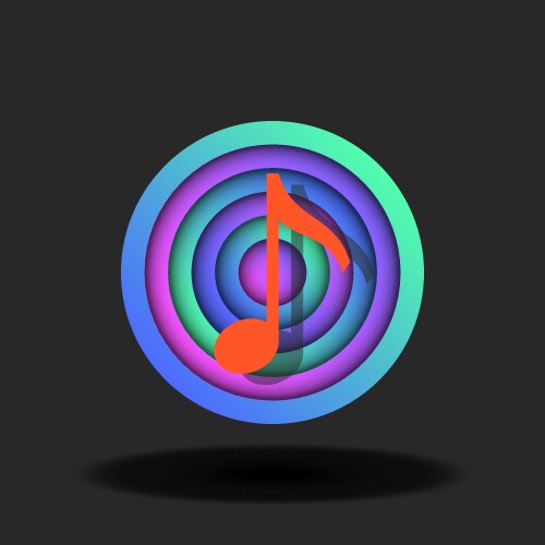 Music note sign musical round 3d logo emblem Vector Image