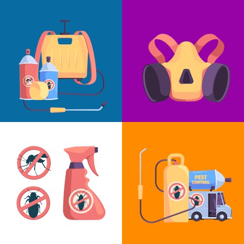 Pest control worker hold empty board cartoon Vector Image