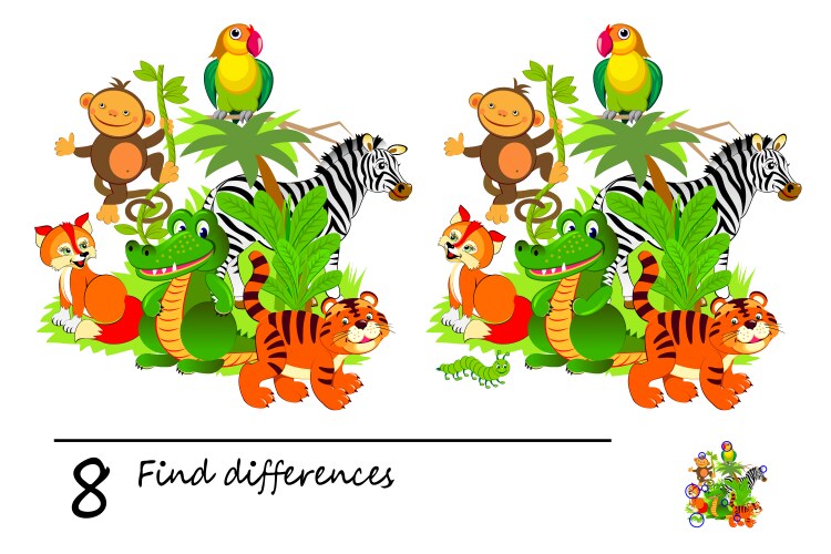 Wild Animal Find the Differences Game – Royalty-Free Vector | VectorStock