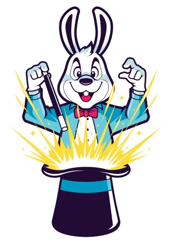 Rabbit and a magic hat Royalty Free Vector Image