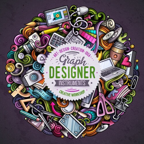 Cartoon doodles art and design Royalty Free Vector Image