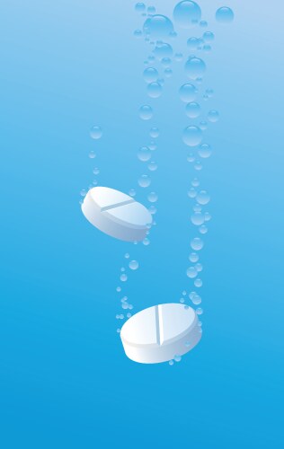 Effervescent tablets dissolving with bubbles Vector Image